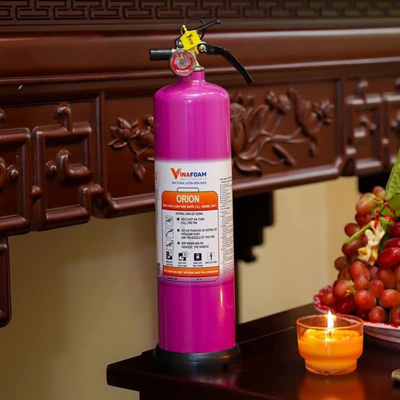 Bình chữa cháy mini 1 lít Orion OR1 chuyên pin lithium • LEVU Việt Nam